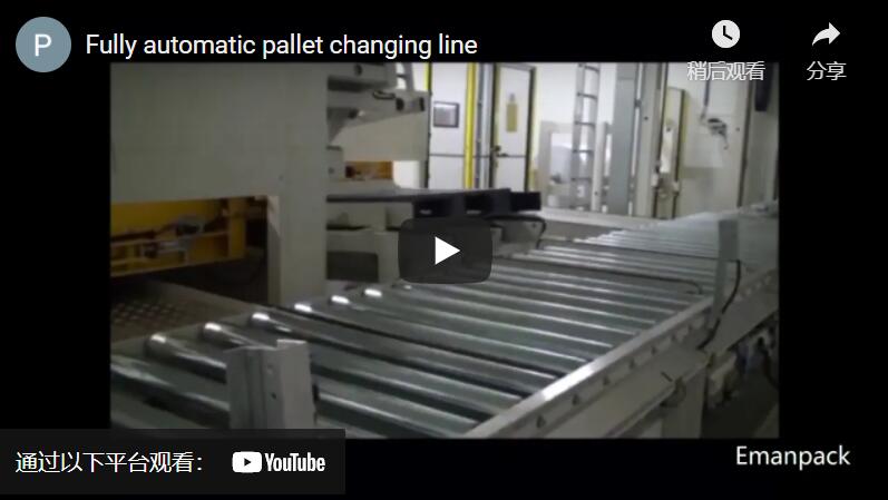 Inline pallet changer machine doing fully automatic pallet and skid ...
