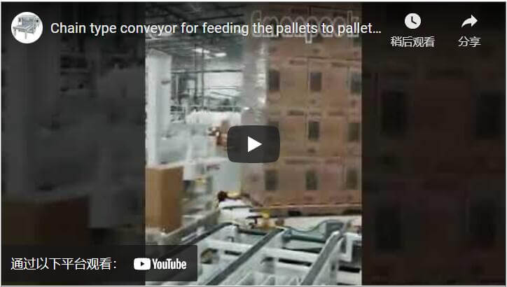 Chain type conveyor for feeding the pallets to pallet wrapper - emanvideo