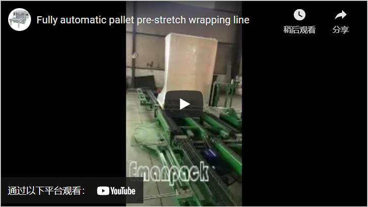 Fully automatic pallet pre-stretch wrapping line - emanvideo