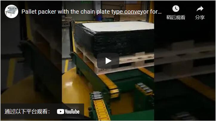 Pallet packer with the chain plate type conveyor for skid wrapping ...