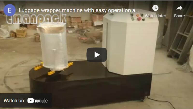 Luggage wrapper machine with easy operation and control - emanvideo
